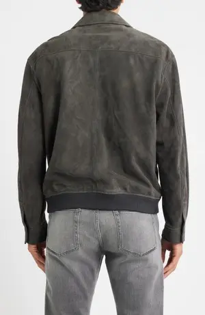 FRAME Suede Bomber Jacket - Old Black