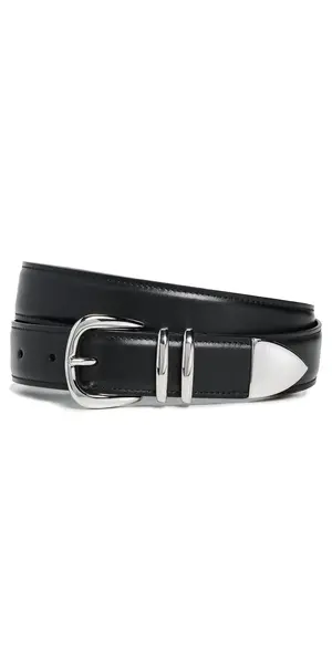 A.L.C. Carson Cowhide Belt With Silver-tone Hardware - Black/shiny Silver