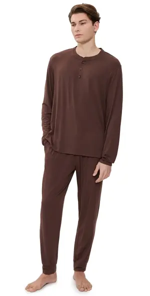 Eberjey Henry Long Pj Set - Chocolate