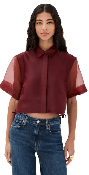 Simkhai Ryett Short Sleeve Crop Shirt