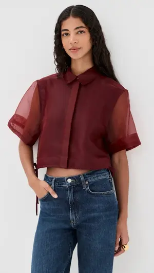 Simkhai Ryett Short Sleeve Crop Shirt