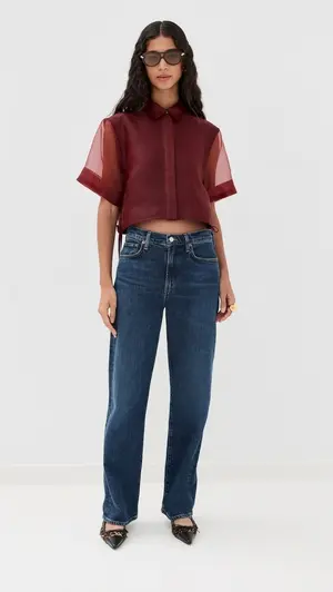 Simkhai Ryett Short Sleeve Crop Shirt