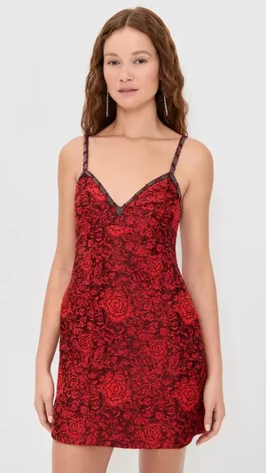 Saloni Floral Jacquard Mini Dress