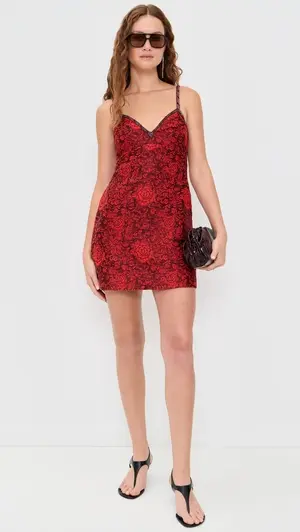Saloni Floral Jacquard Mini Dress