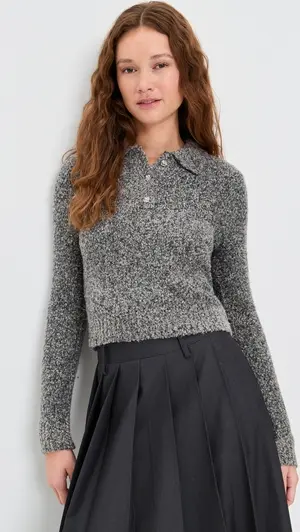 LE BOP Boucle Polo Sweater - Charcoal
