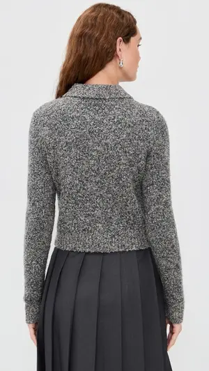LE BOP Boucle Polo Sweater - Charcoal