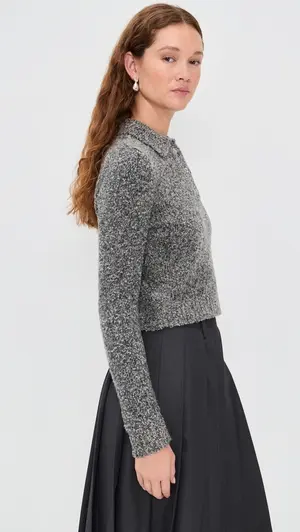 LE BOP Boucle Polo Sweater - Charcoal