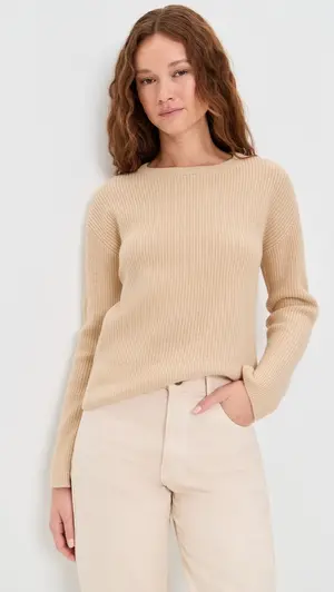 LE BOP Noelle Ribbed Wool Sweater - Macaroon