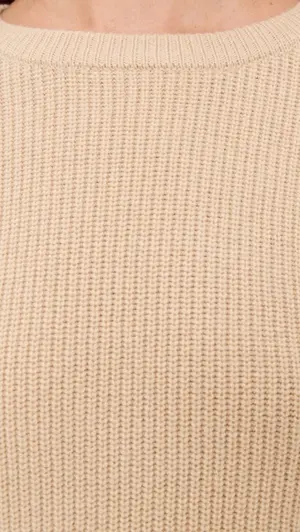 LE BOP Noelle Ribbed Wool Sweater - Macaroon