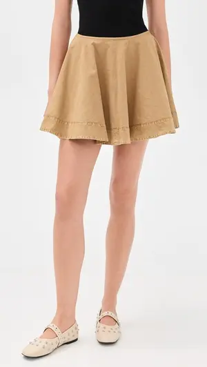 GANNI Washed Stretch Cotton Mini Skirt