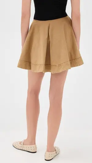 GANNI Washed Stretch Cotton Mini Skirt