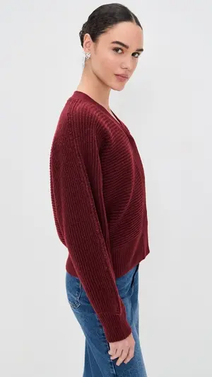LE BOP Mira Stitched Cardigan - Cabernet