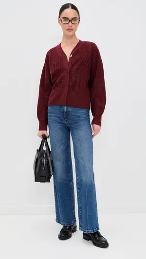 LE BOP Mira Stitched Cardigan - Cabernet