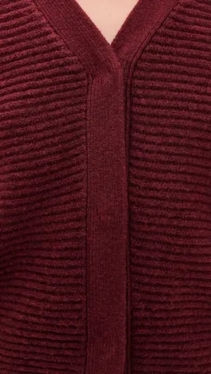 LE BOP Mira Stitched Cardigan - Cabernet