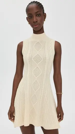 Staud Cable Knit Mini Dress - Ivory