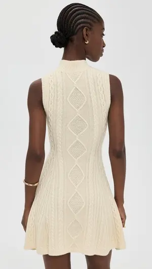 Staud Cable Knit Mini Dress - Ivory