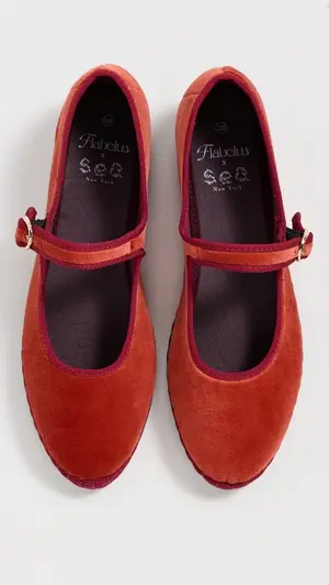 FLABELUS X Sea Nyc Terracota Mary Jane Flats - Terracotta