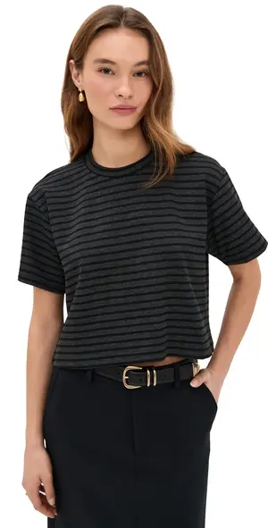 LE BOP Hazel Tee - Charcoal/black Stripe