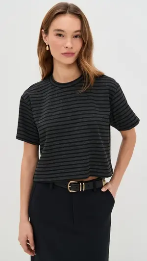 LE BOP Hazel Tee - Charcoal/black Stripe