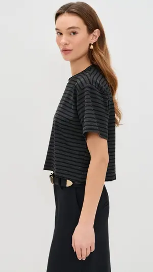 LE BOP Hazel Tee - Charcoal/black Stripe