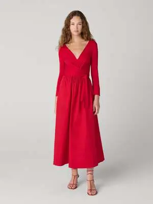 Midi Wrap Dresses with Pockets