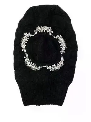 Simone Rocha Knitted Balaclava With Crystal Embellishments - Black