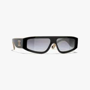 Chanel Shield Sunglasses - Black & Beige