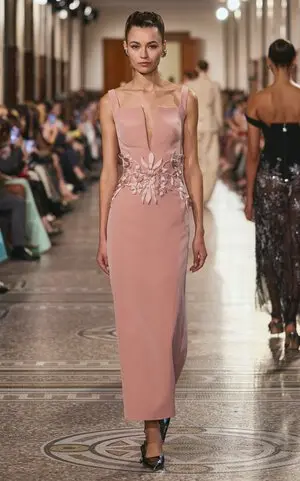 GEORGES HOBEIKA Embroidered Column Gown