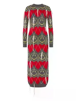 Moschino Heart And Smiley Pattern Midi Dress