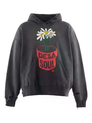 SAINT MXXXXXX X De La Soul Distressed Graphic Hoodie - Grey