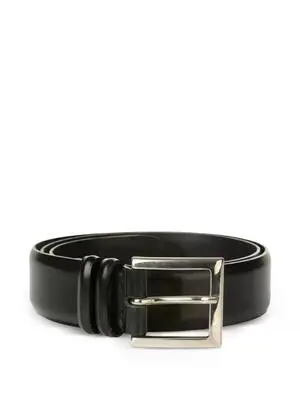 ORTIGNI Leather Belt With Square Buckle - Black