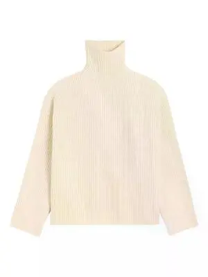 AMI Paris Funnel-neck Wool Sweater - Neutrals