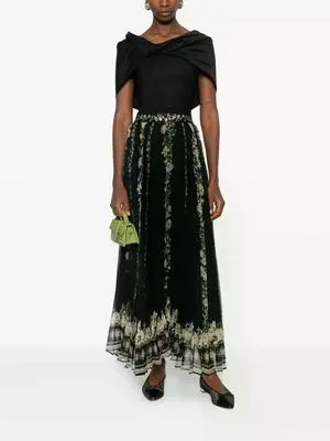 Alice + Olivia Katz Floral Pleated Maxi Skirt