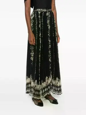 Alice + Olivia Katz Floral Pleated Maxi Skirt