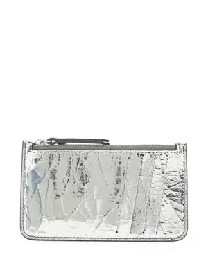 MAISON MARGIELA Textured Zip Card Holder - Silver