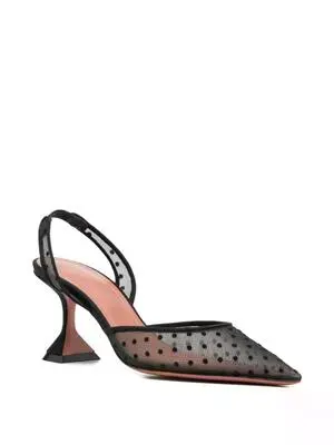 Amina Muaddi 70mm Polka-dot Slingback Pumps - Black