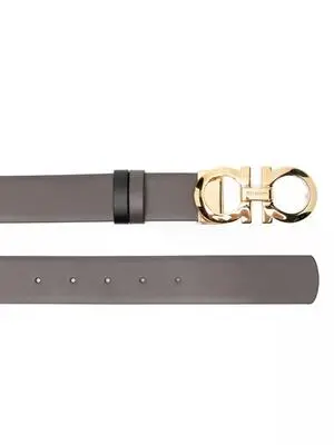 FERRAGAMO Leather Belt - Grey