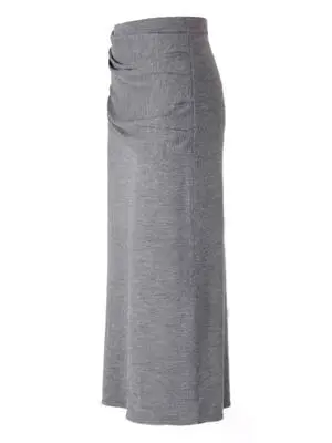 Staud Wilma Ruched Midi Skirt - Grey