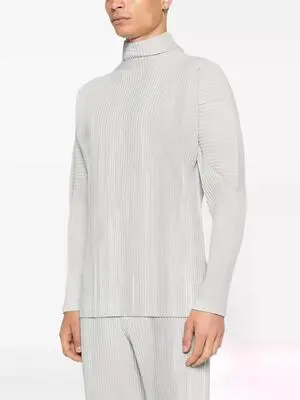 Issey Miyake Pleated Halterneck Top - Grey