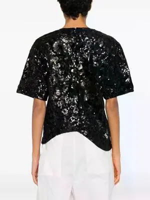 NICCOLO PASQUALETTI Onda Sequinned Asymmetric Top - Black