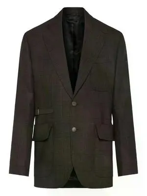 Brioni Check Pattern Buckle Jacket