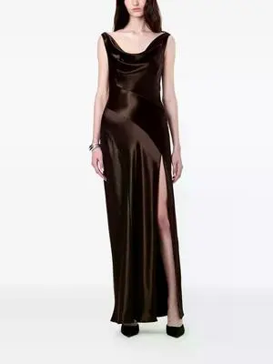 NICHOLAS Alfina Cowl-neck Slit Maxi Dress - Brown