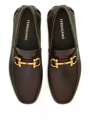 FERRAGAMO Gancini Buckle Loafers - Brown