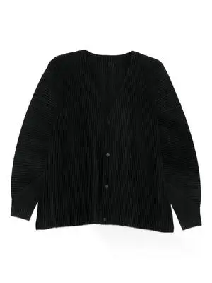 Issey Miyake Buttoned Plissé Cardigan - Black