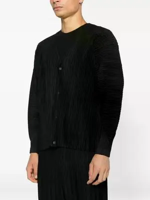 Issey Miyake Buttoned Plissé Cardigan - Black