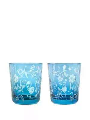 POLSPOTTEN Engraved-floral Glass Tumblers