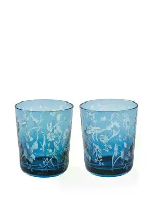 POLSPOTTEN Engraved-floral Glass Tumblers