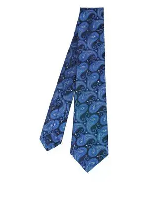 Kiton Paisley-pattern Silk Tie - Blue