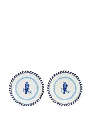 POLSPOTTEN Striped Porcelain Dinner Plates - Blue