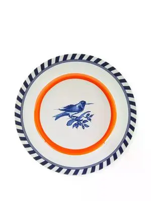 POLSPOTTEN Striped Bird-motif Plates